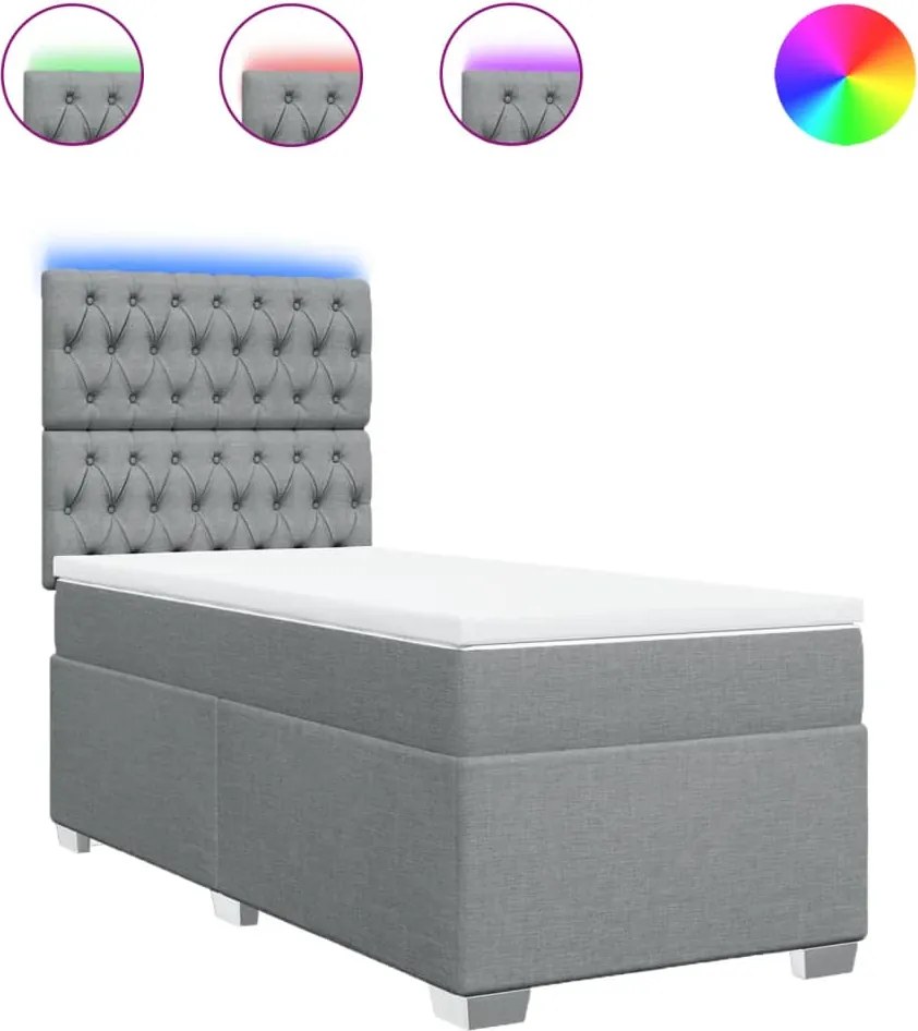 Box spring postel s matrací světle šedá 90x190 cm textil 3292650