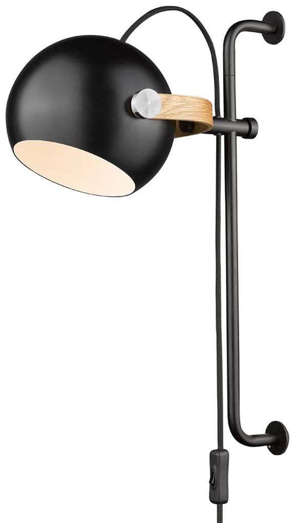 Halo Design 734146 nástěnná lampa DC hliník, dřevo, černá, ø18cm