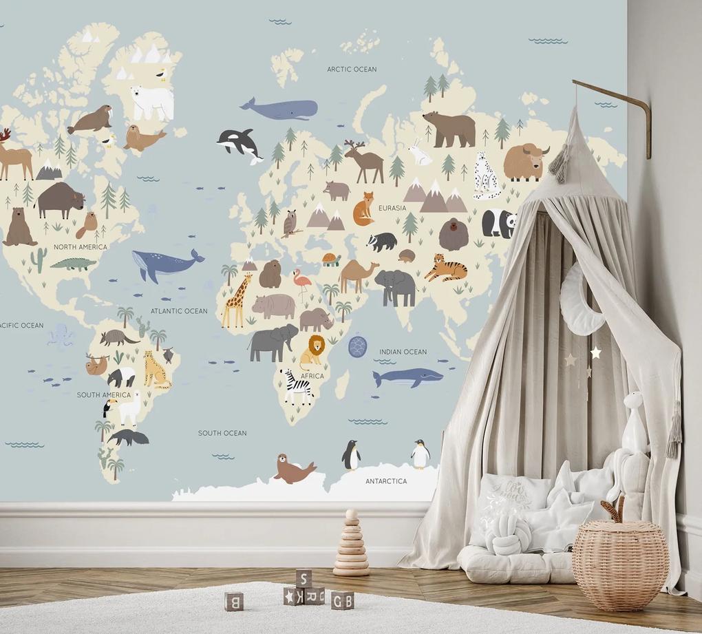 Gario Fototapeta Pastelová mapa kontinentů Materiál: Vliesová, Rozměry: 200 x 140 cm