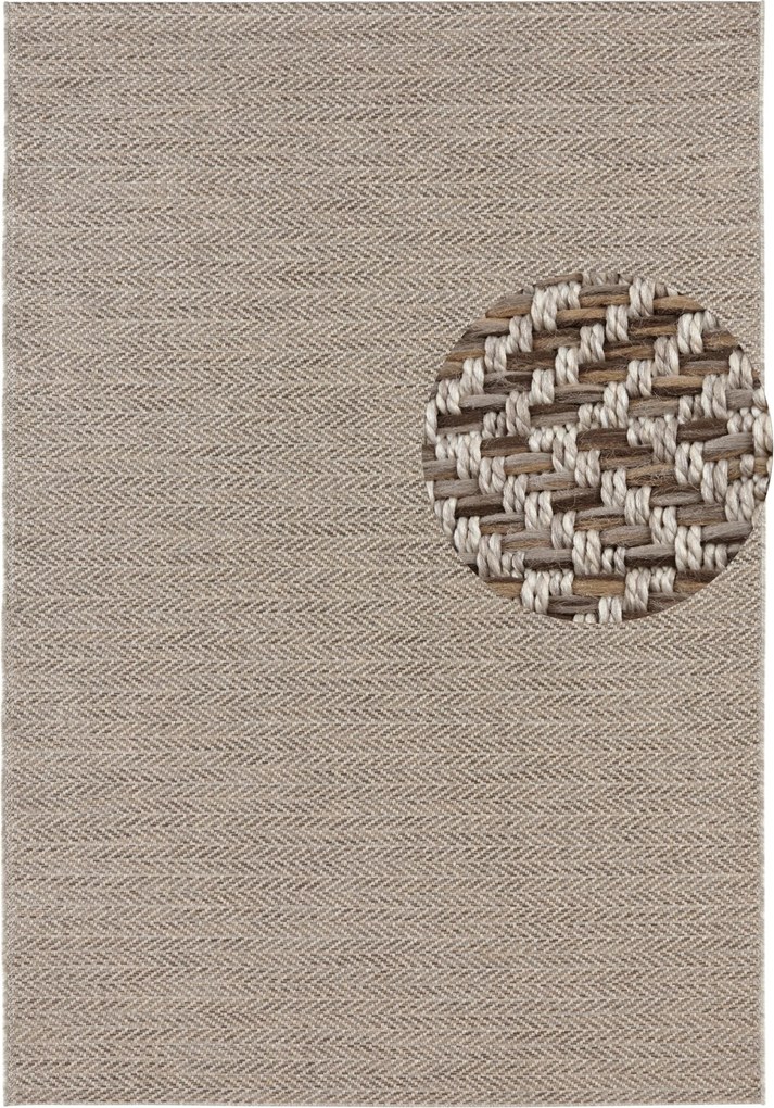 Kusový koberec Brave 103615 natural Brown z kolekcie Elle – na von aj na doma, 200x290, béžová, chodba / predsieň, ELLE Decoration