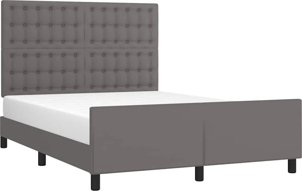Rám postele s čelem šedý 140x190 cm umělá kůže 3125571