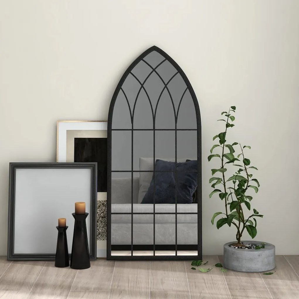 Zrcadlo černé 100 x 45 cm železo do interiéru 3093512