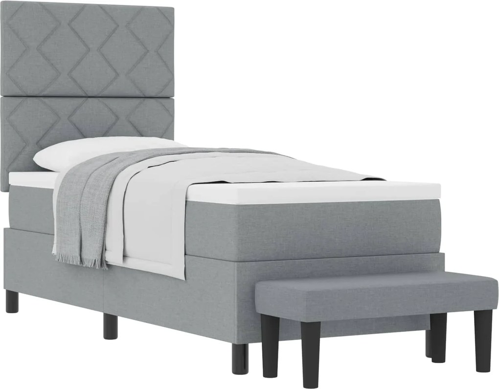 Postel s boxspringem s čelo Světle šedá 80 x 200 cm textil 3344100