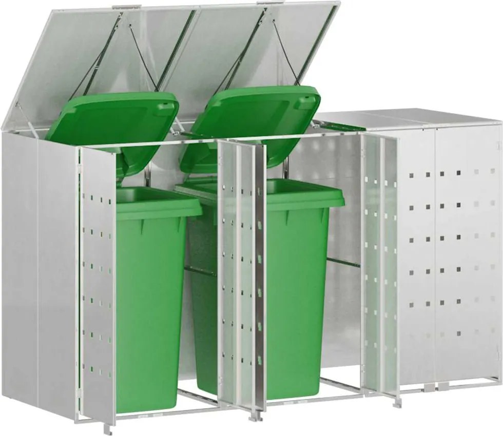 Úložný box na 3 popelnice Nerezová ocel Stříbrná 3394789