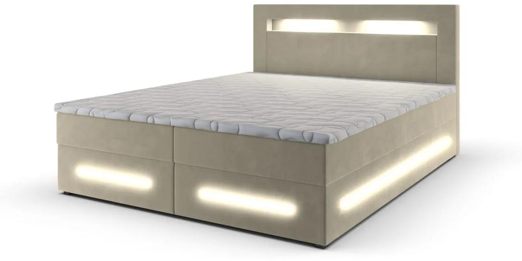 Čalouněná postel boxspring MANU + topper, 180x200, monolith 02