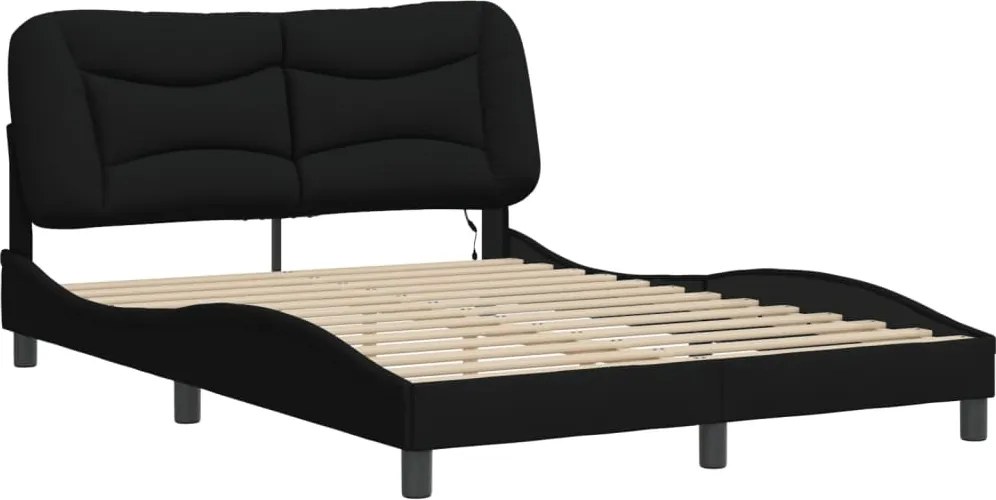 Rám postele s LED bez matrace Hvar černý 140x190 cm Látka 3213699