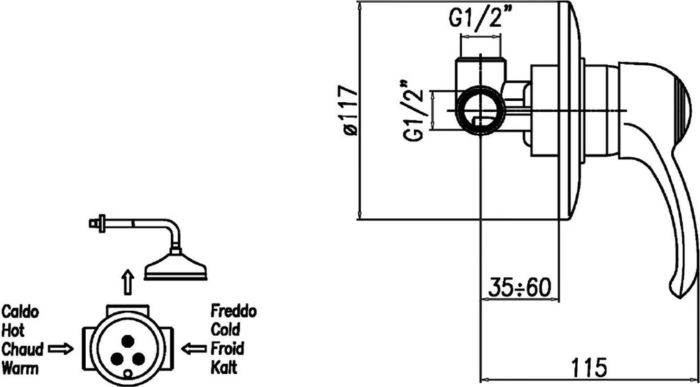 SAPHO KIRKÉ podomítková sprchová retro baterie, 1 výstup, zlato KI41Z
