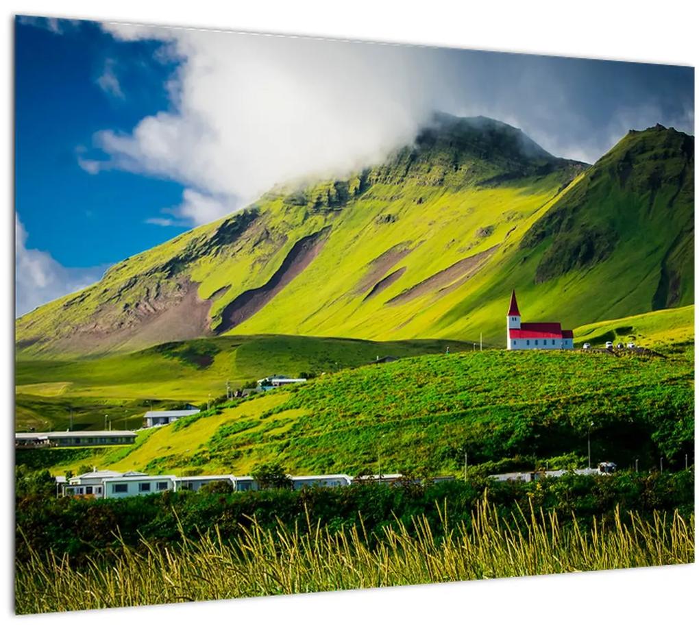 Skleněný obraz horské krajiny (70x50 cm)