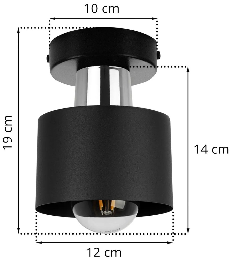 Stropní svítidlo Panta, 1x černé kovové stínítko, ch