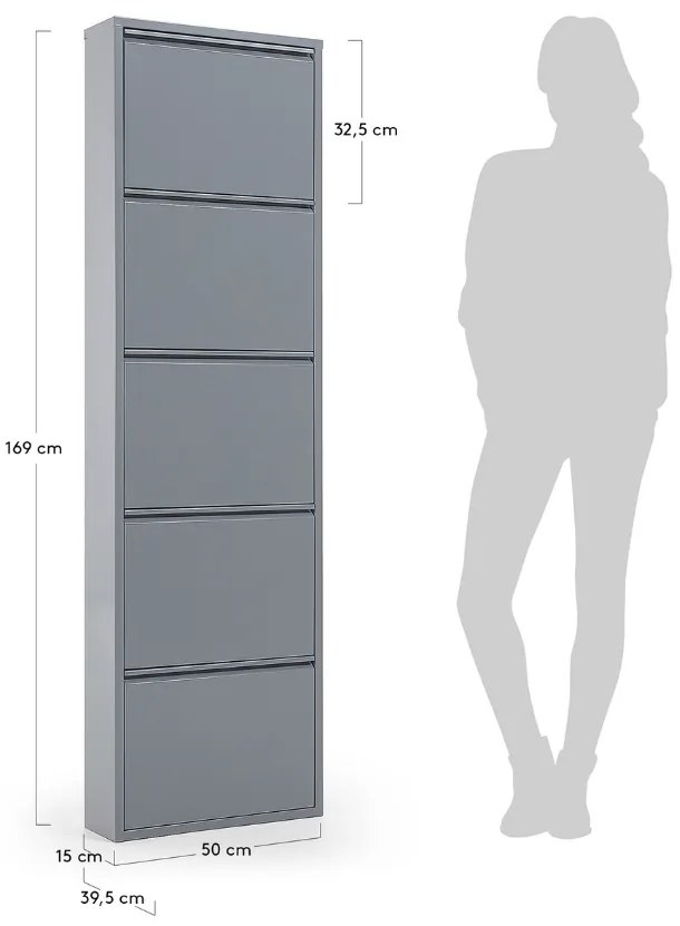 Šedý kovový botník Kave Home Ode 169 cm