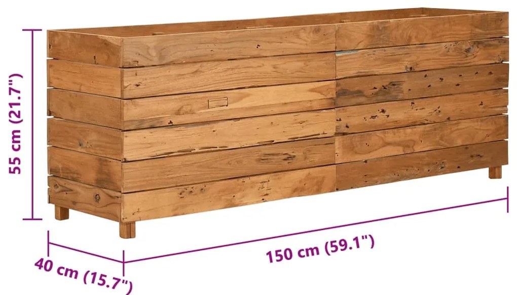 vidaXL Marketos Vyvýšený záhon 150x40x55 cm recyklované teakové dřevo a ocel