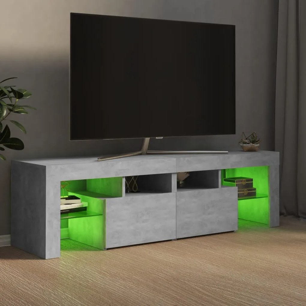 TV skříňka s LED osvětlením betonově šedá 140 x 36,5 x 40 cm