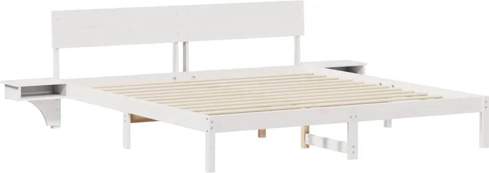 Rám postele s čelo Bílá 200 x 200 cm Masivní borové dřevo 3385749