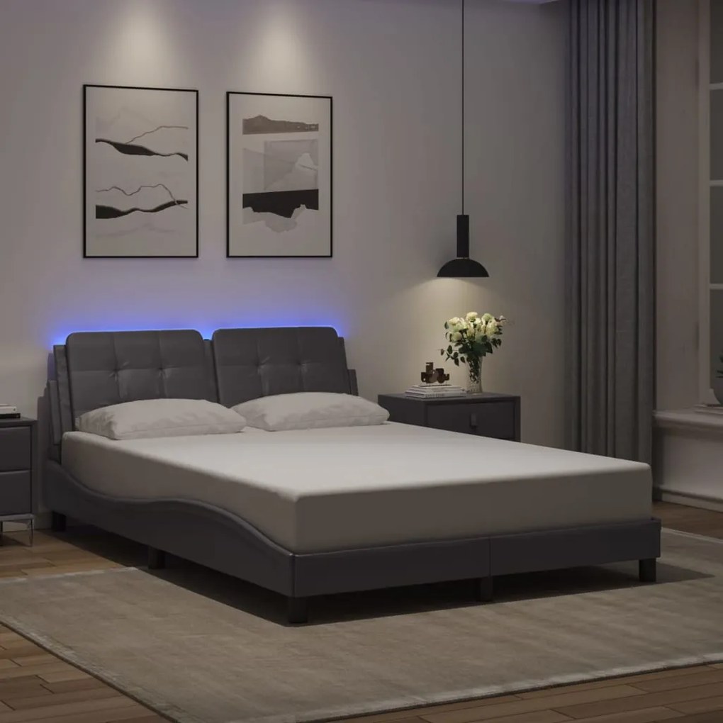 Rám postele s LED bez matrace Zadar šedý 140 x 190 cm 3214106