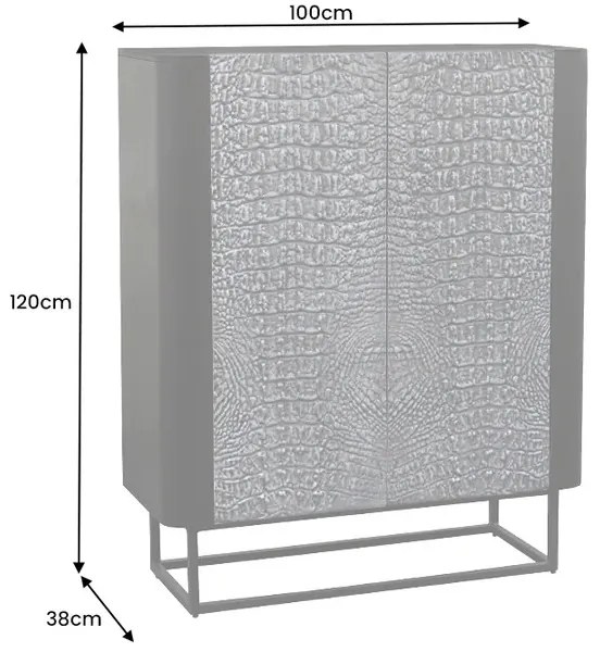 Designová vysoká komoda Helvius 120 cm šedá / černá