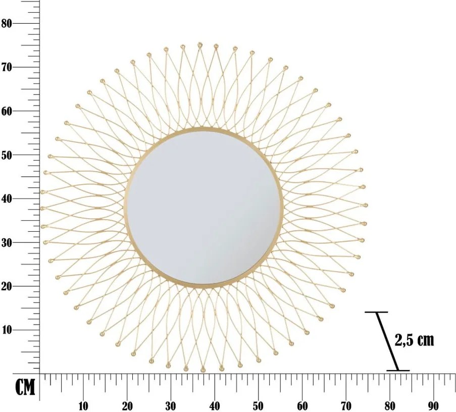 Nástěnné zrcadlo v železném rámu Mauro Ferretti Glam Ipnos, ⌀ 75 cm