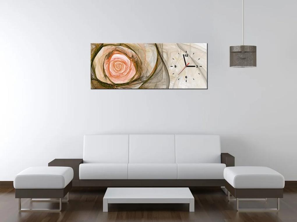 Gario Obraz s hodinami Nádherná růže fraktál Rozměry: 100 x 40 cm