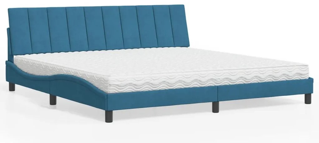 Postel s matrací Hanko modrá 200 x 200 cm samet 3208620