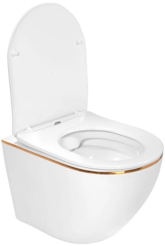 Rea Carlo Mini rimless WC závěsné, Gold Edge
