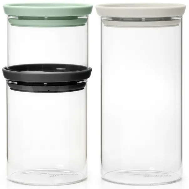 Brabantia Sada 3 ks skleněných dóz mix barev