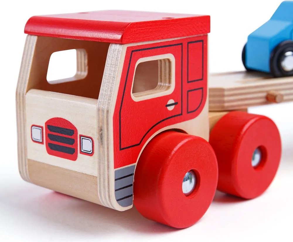 Bigjigs Toys Dřevěný kamion s auty
