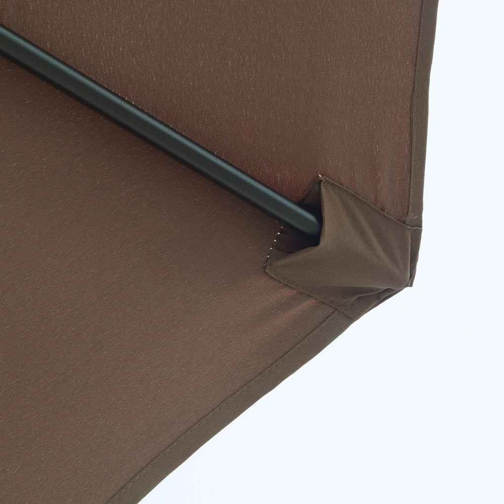 Outsunny slunečník s ruční klikou Ø2,95 x 2,5 m, skládací slunečník, tržní slunečník, hnědý, 180/m² polyester, stabilní| Aosom