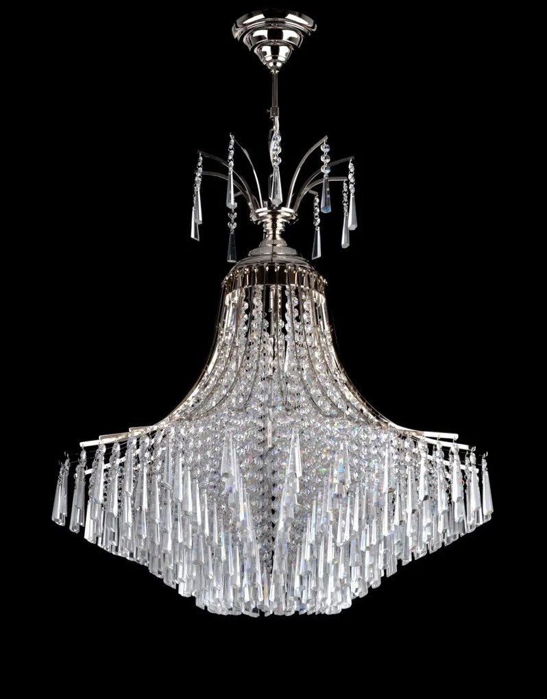 5-ti žárovkový stříbrný designový lustr s broušenými křišťálovými kopyty
