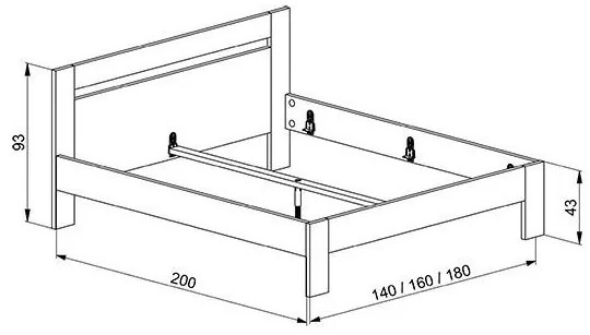 MRAVA, s.r.o. Dvoulůžková postel SILVANA ROZMĚR: 140 x 200 cm - ATYP