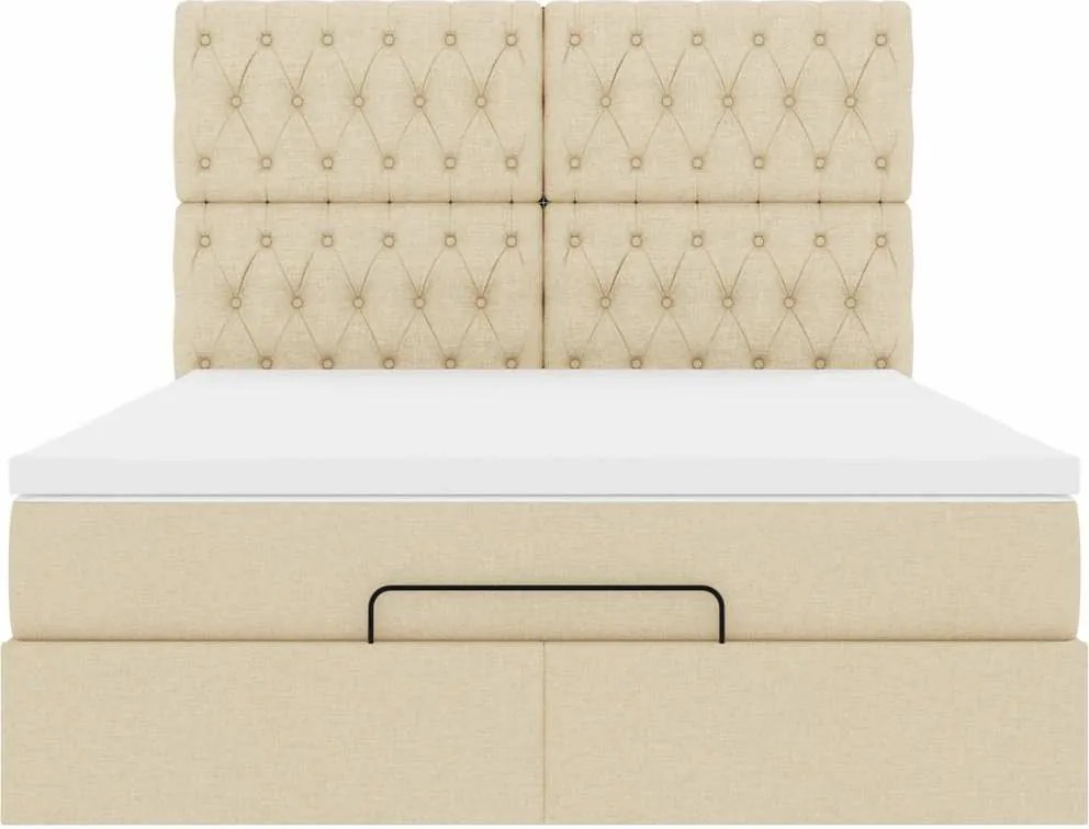 Osmanský rám postele s matrací krémově 140x190cm textil 3314091