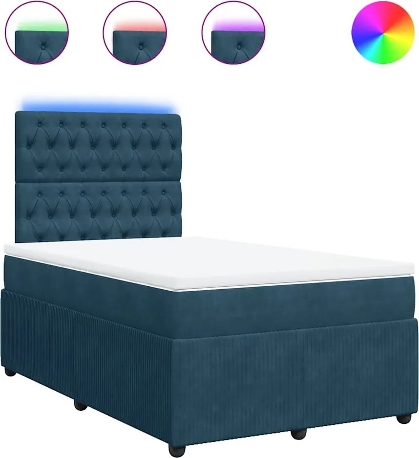 Box spring postel s matrací modrá 120 x 190 cm samet 3294596