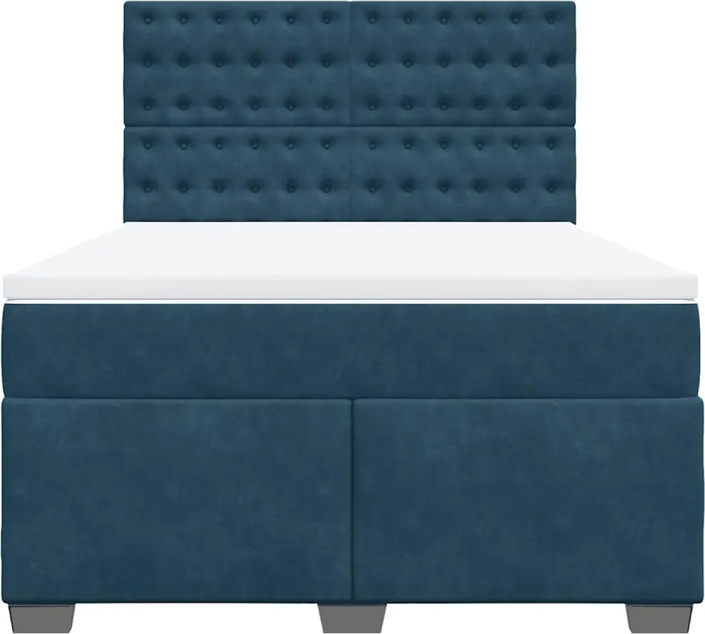 Box spring postel s matrací modrá 140 x 200 cm samet 3290946
