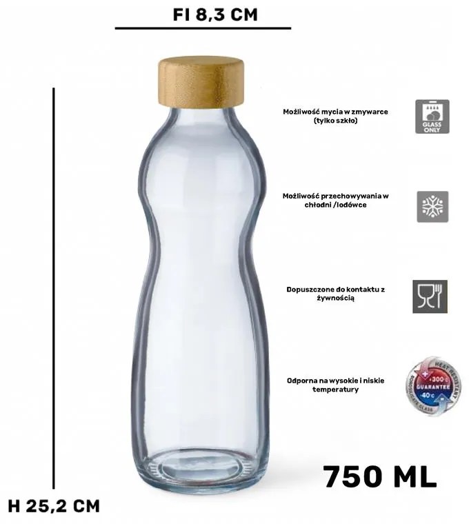 SIMAX PURE SKLENĚNÁ LÁHEV 750ML BAMBUSOVÉ VÍKO
