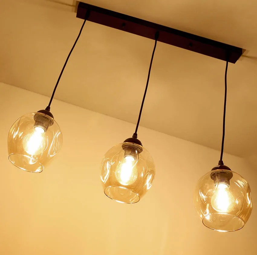 Černo-hnědý závěsný lustr Aspa pro žárovku 3x E27  - Candellux