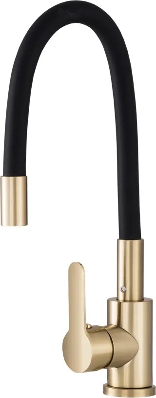 Gamma Flex 2000, stojánková dřezová baterie s flexibilním ramenem, černá-zlatá matná, GMA-BFX-2000BGD
