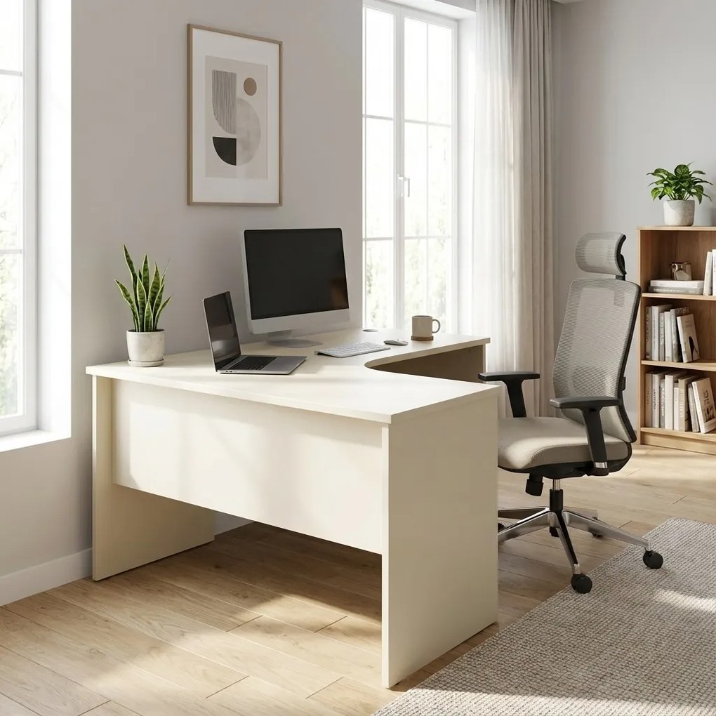 Rohový stůl SimpleOffice 140 x 120 cm, levý, bílá