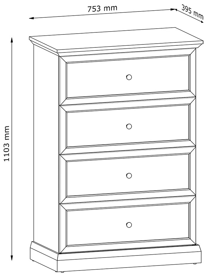 LUCCA c | komoda K4S | 75,3 cm | černá