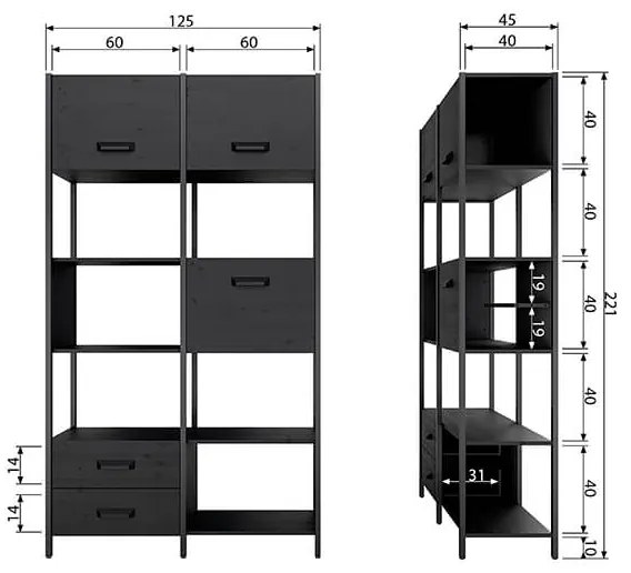 Kabinet legacy 220 x 123 černý MUZZA