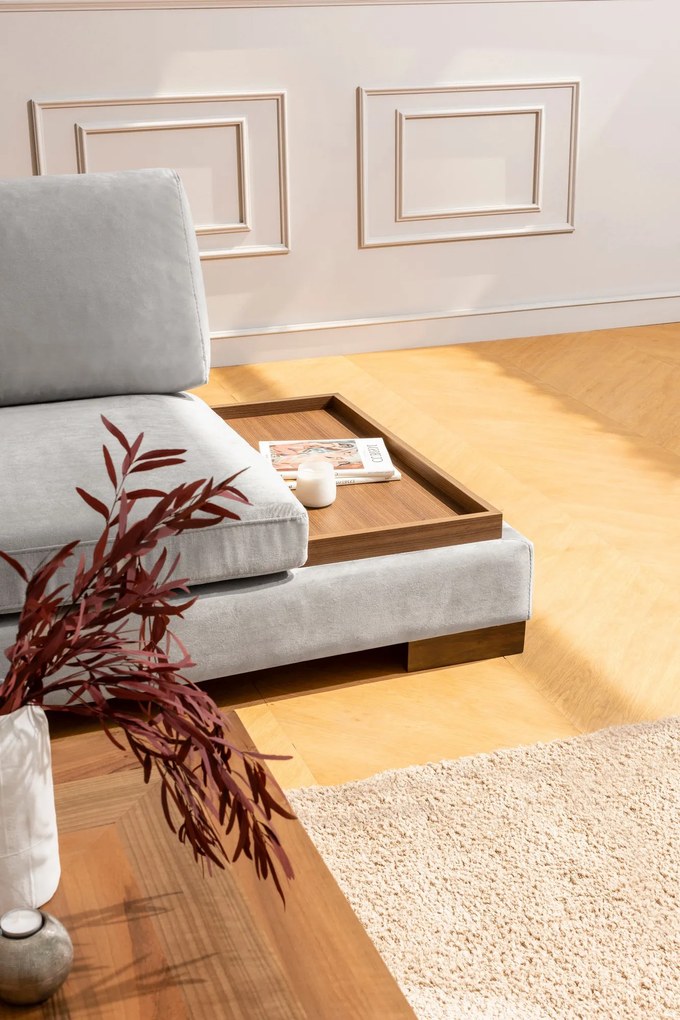Hanah Home Rohová pohovka TULIP 313cm světle šedá levý roh s pufem 560ARE1156