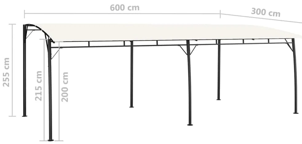 vidaXL Marketos Zahradní markýza proti slunci 6 x 3 x 2,55 m krémová