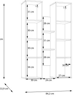 Nástěnná police INAR dub/černá