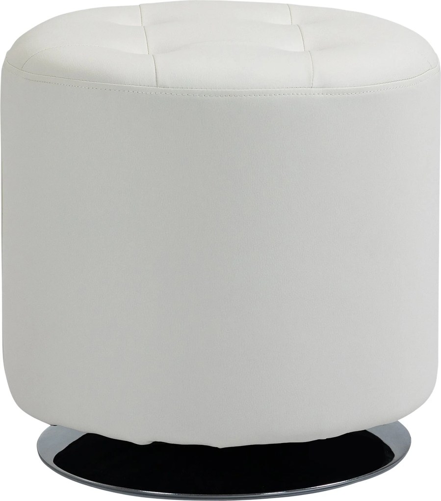 HOMCOM 360° otočný kulatý puf — sedák z PU, chromové ocelové podnoží, Ø 45,5 x V 44,5 cm, bílá | Aosom