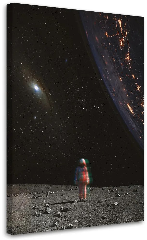 Gario Obraz na plátně Měsíc Astronaut Hvězdy - Bryantama Art Rozměry: 40 x 60 cm