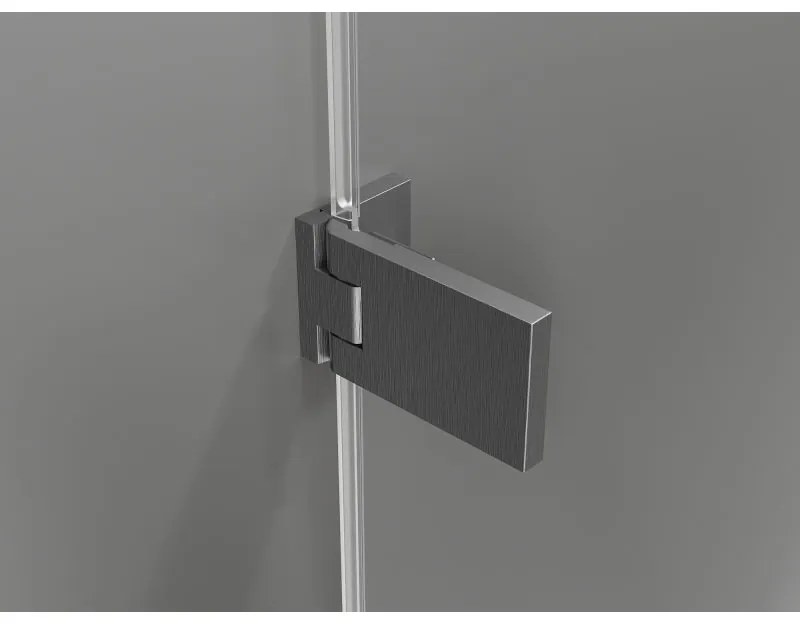 Mexen Lunar-F L, sklápěcí sprchový kout levý 70 x 70 cm, 8mm čiré sklo, pistolově šedý kartáčovaný - 836L-070-070-66-00-L