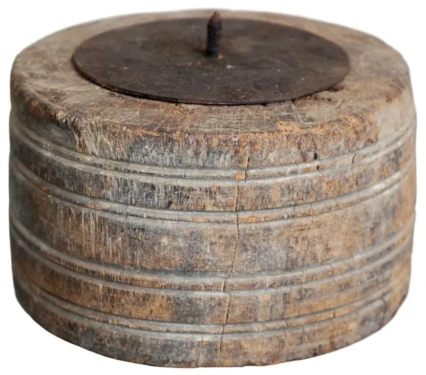 Dřevěný svícen na sloupovou svíčku Grimaud Unit - Ø 15*19 cm