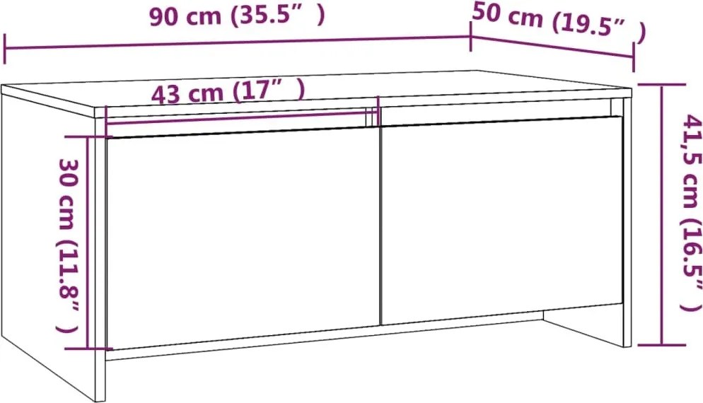 vidaXL Konferenční stolek 90x50x41,5 cm kompozitní dřevo [813029] Barva: Černá