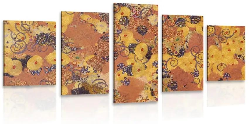 5-dílný obraz abstrakce inspirovaná G. Klimtem Varianta: 200x100