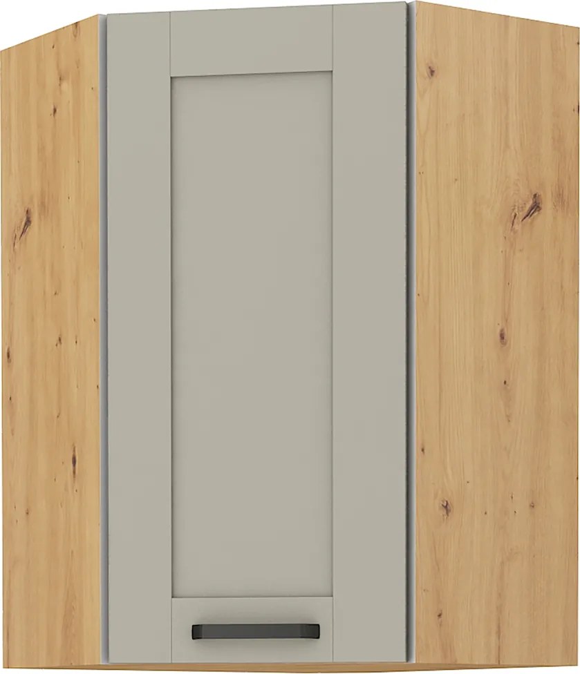 LUNA sa | horní skříňka 60x60 GN-90 1F (45°) rohová s policemi | VYSOKÁ | UNI dvířka | artisan/světle šedá