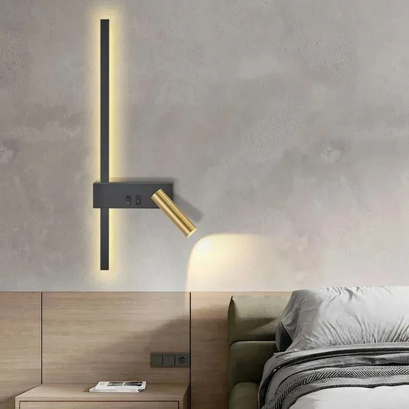 Toolight Toolight, LED nástěnné svítidlo 8W, 4000K, APP1439-W RIGHT, černá-zlatá lesklá, OSW-04777