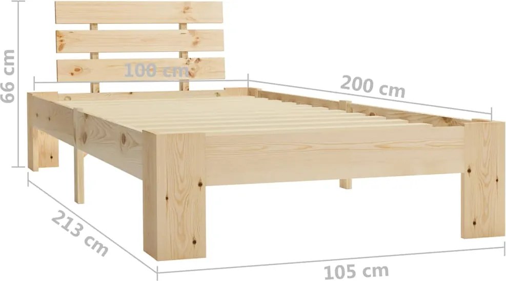 Rám postele masivní borové dřevo 100 x 200 cm 283161