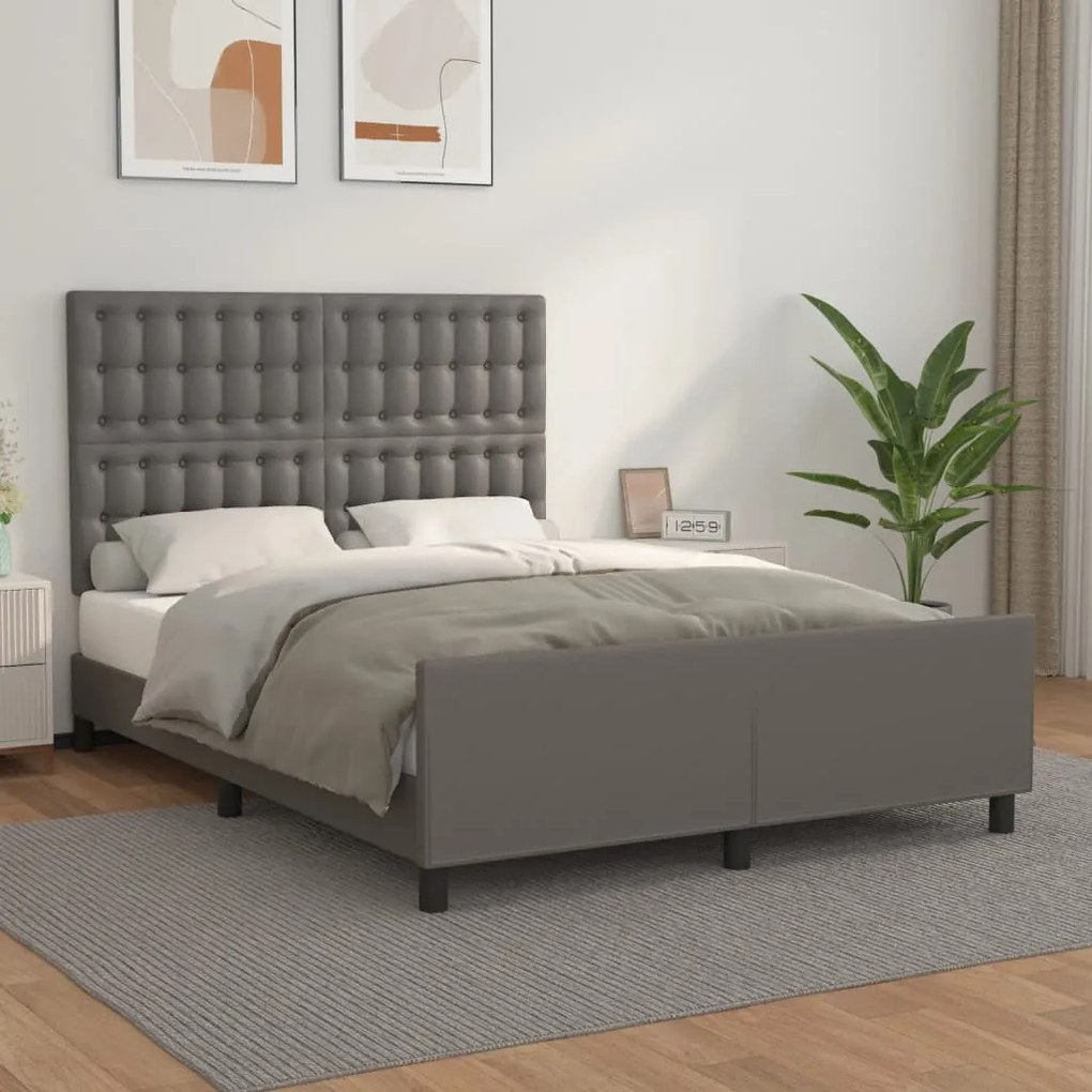 Rám postele s čelem šedý 140x190 cm umělá kůže 3125571
